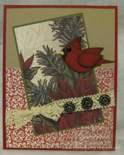 Cardinal at MojoMonday with the Bird Punch - Frenchie Stamps
