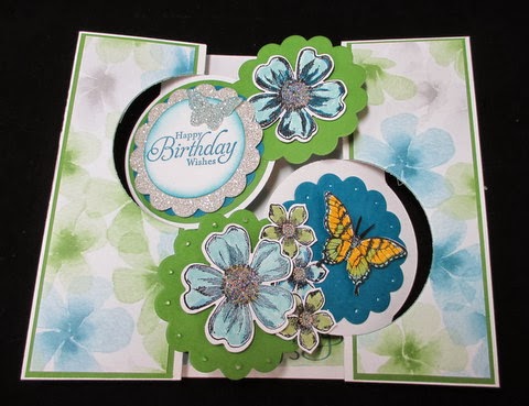 Extra Double Flip Circle Card with Thinlits and winner for blog candy - Frenchie Stamps