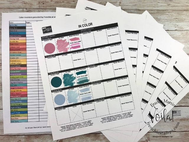 Color Sampler Chart and Color Inventory Sheet - Frenchie Stamps