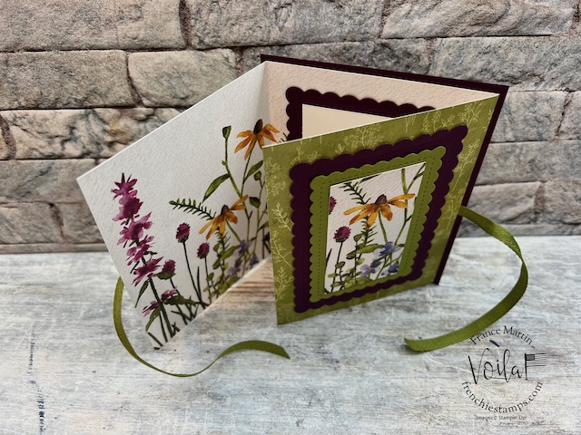 Three Panels Designer Paper Fun Fold Card - Frenchie Stamps