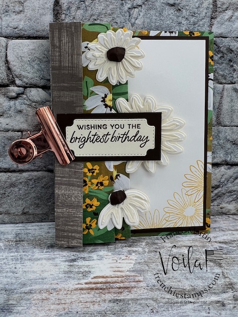 Designer Paper Panel Fun Fold With Floating Flowers - Frenchie Stamps