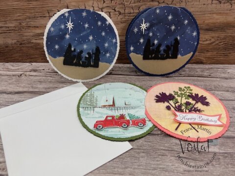 Large Circle Card with Deckled Dies - Frenchie Stamps