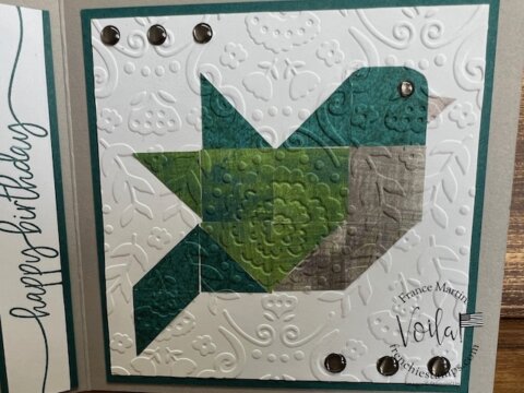 Bird Quilt Card With Frenchie - Frenchie Stamps
