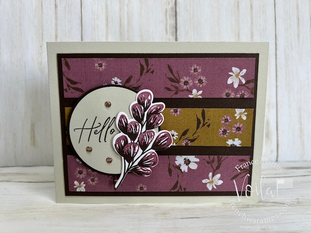 Easy Card Layout With Strips Of Designer Paper - Frenchie Stamps