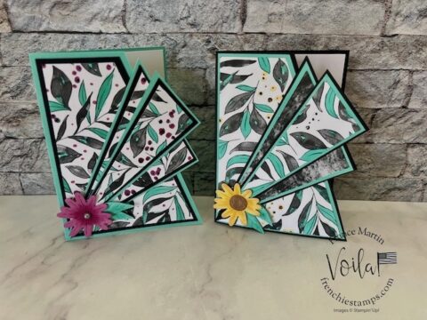 Fan Card Showcasing Designer Paper - Frenchie Stamps