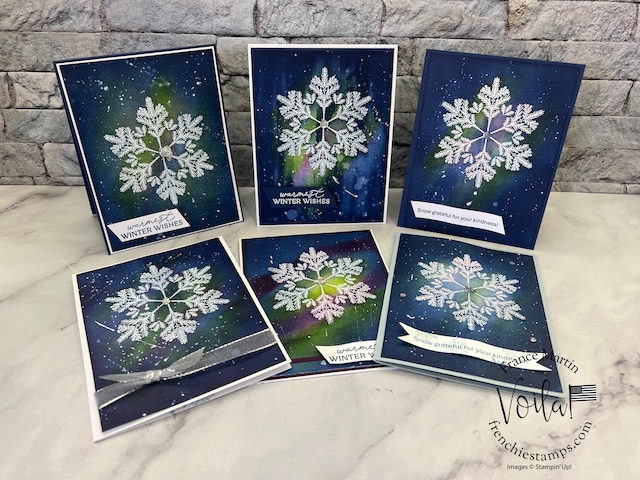 Snowflake with a Northern Lights Background - Frenchie Stamps